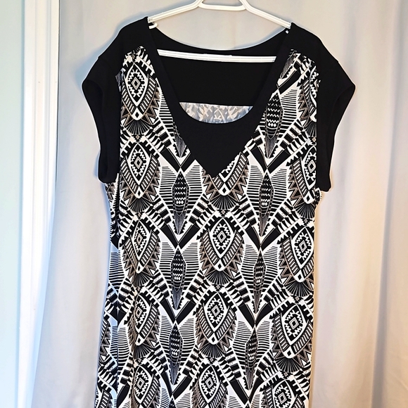 Reitmans | Dresses | Reitmans Plus Size 22 Black Cream Gold Print ...